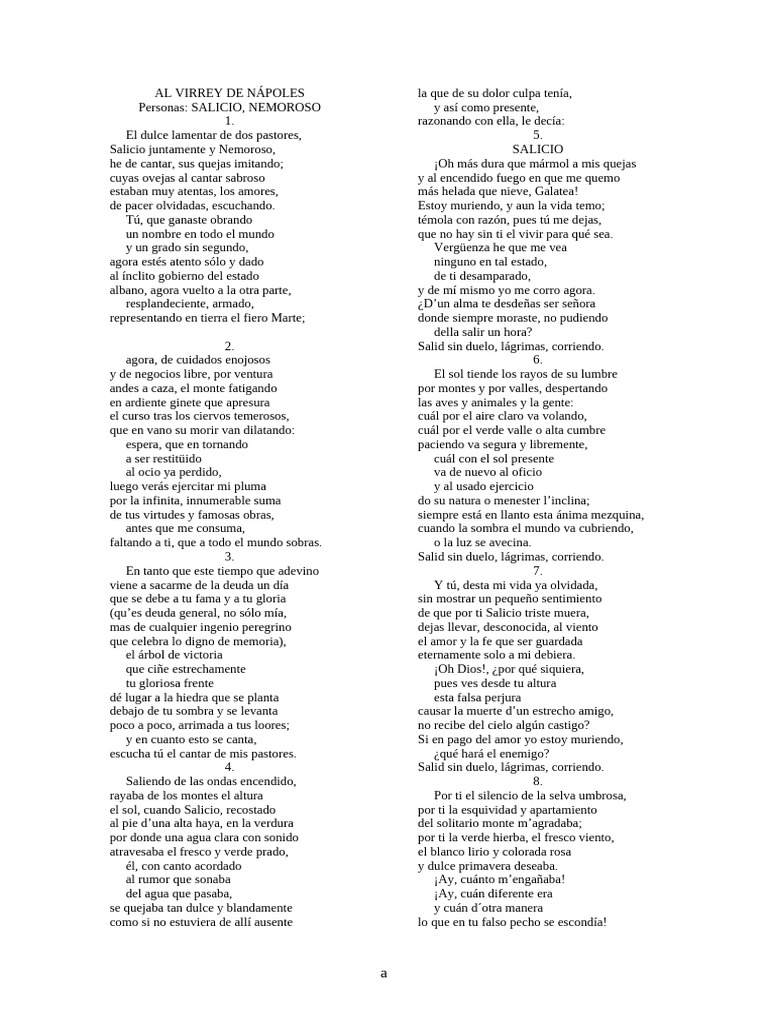 Lamentaciones de Salicio y Nemoroso | PDF