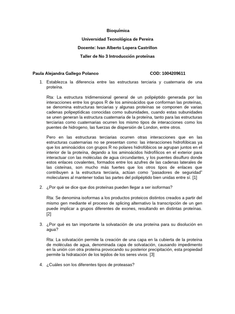 Taller No.3 Introduccion Proteinas - Paula Alejandra Gallego Polanco ...