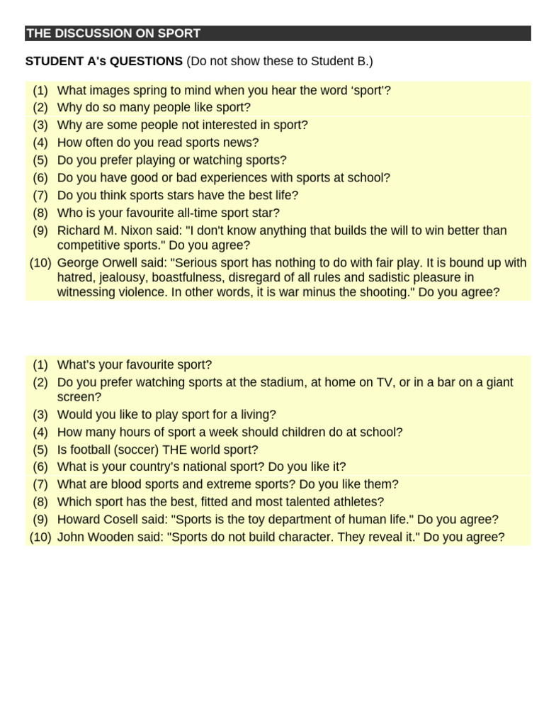 Engaging in Sports Discussions | PDF