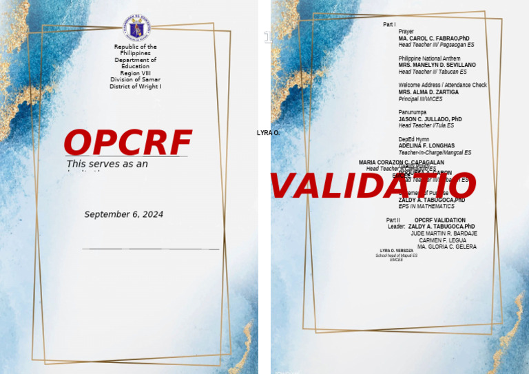 Programme Opcrf Validation | PDF