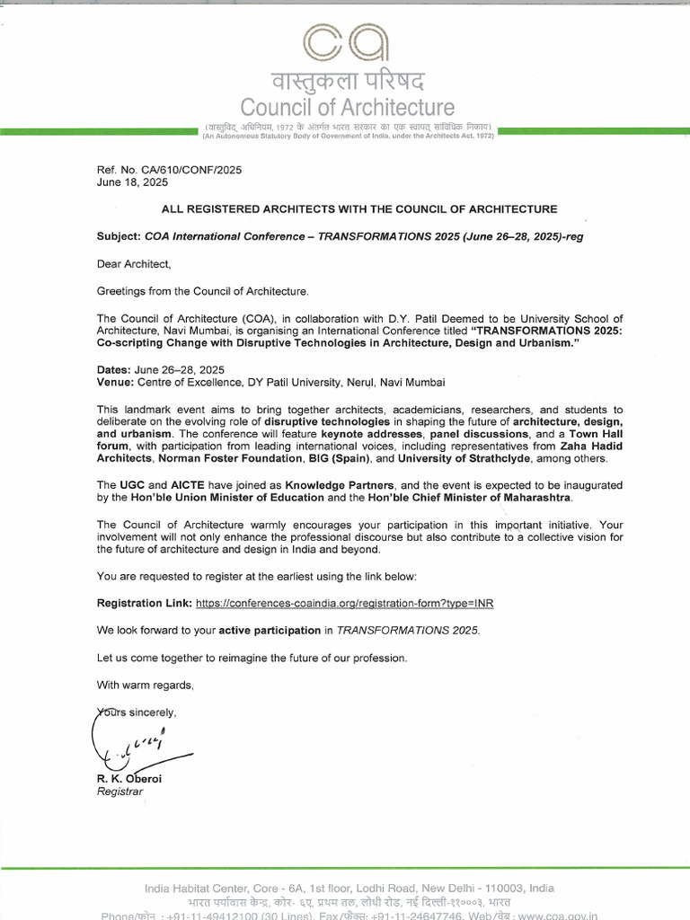 CoA Letter dt.18.06.2025 | PDF