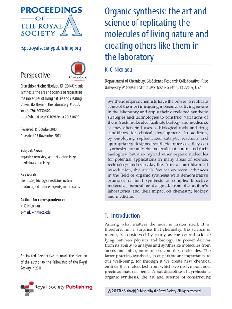 Nicolaou Organic Synthesis The Art and Science of Replicating The ...