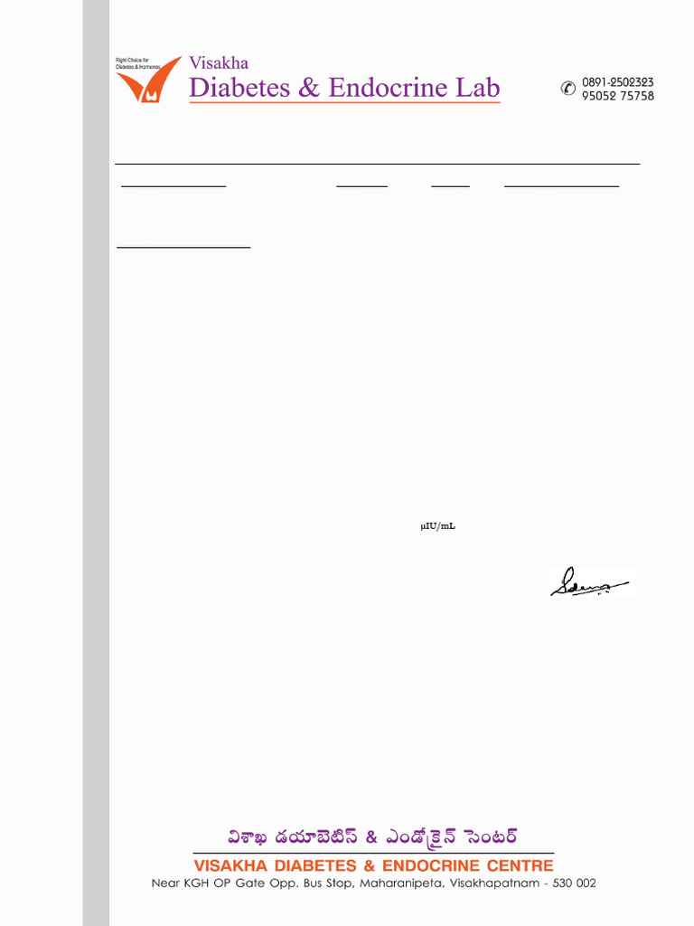 Investigation Result Units Normal Ranges: Patient Name Patient Id Age ...