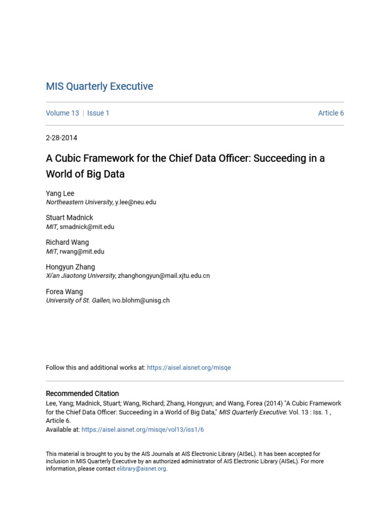 A Cubic Framework For The Chief Data Officer - Succeeding in A Wor ...