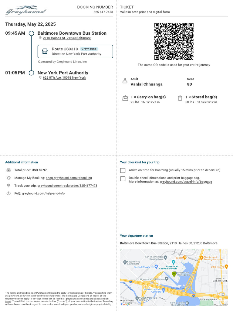 Ticket Baltimore MD New York Ny 3254177473 | PDF | Transport | Bus ...
