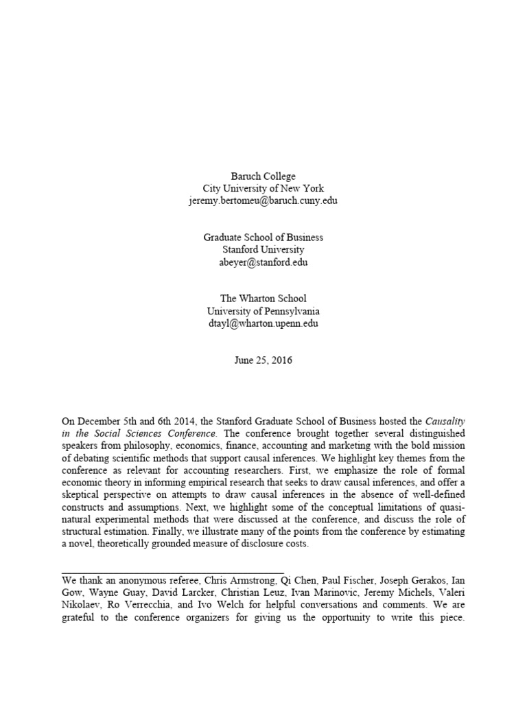 From Casual To Causal Inference in Accounting Research - The Need For ...