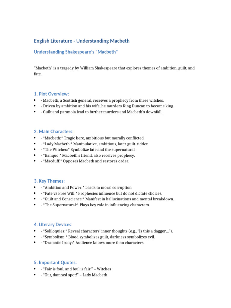 Understanding Shakespeare's Macbeth | PDF