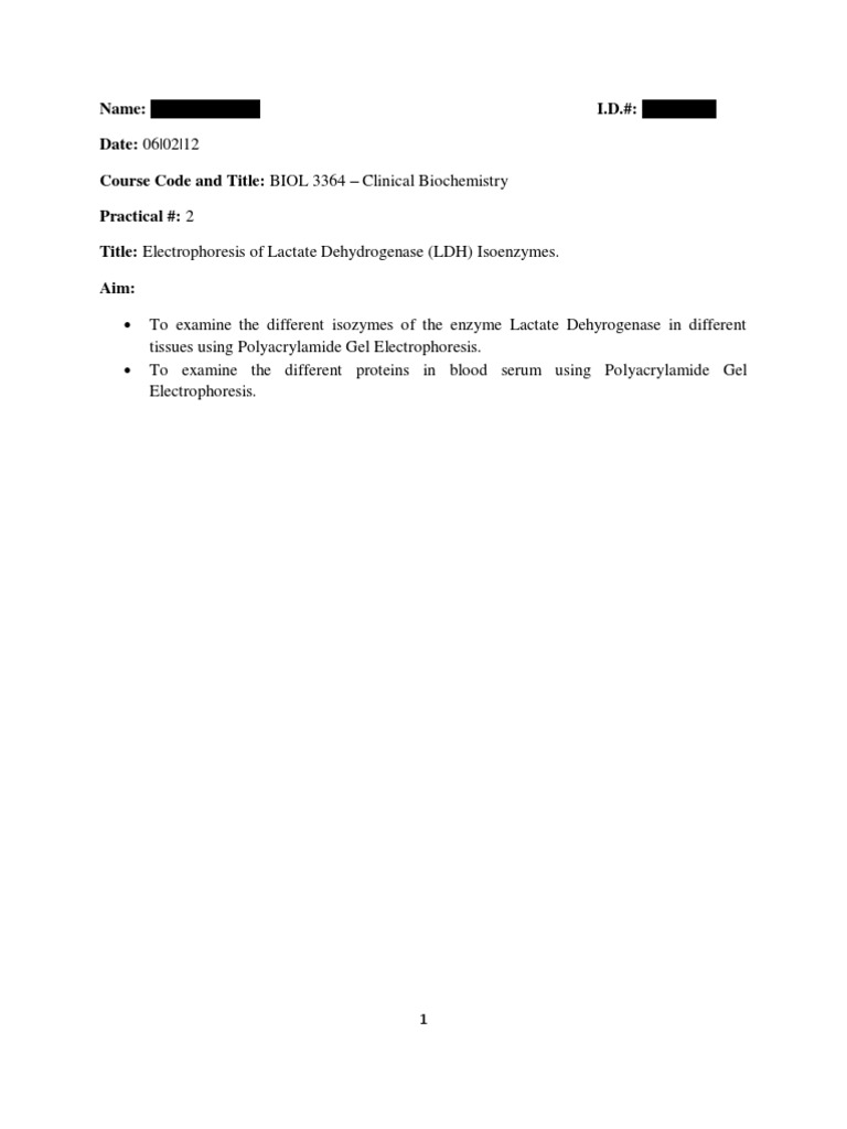 LDH Isoenzymes: PAGE and Staining Techniques | PDF | Gel ...