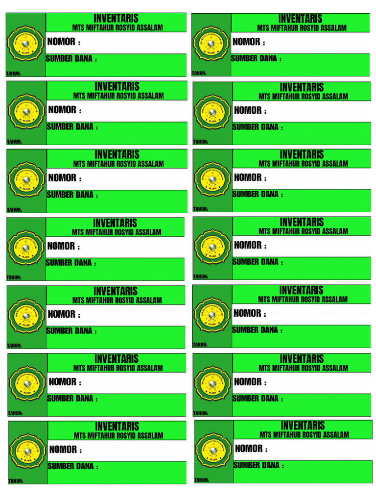 Stiker Inventaris | PDF