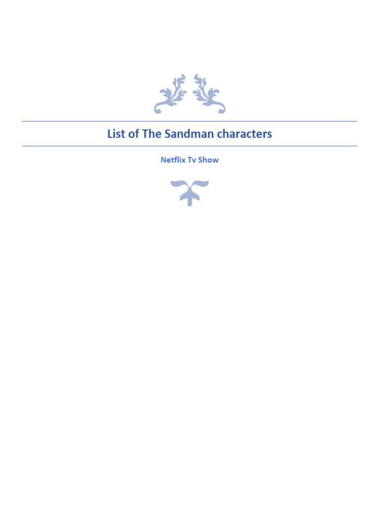 List of The Sandman Characters-2 Culumns | PDF | Comics Publications ...