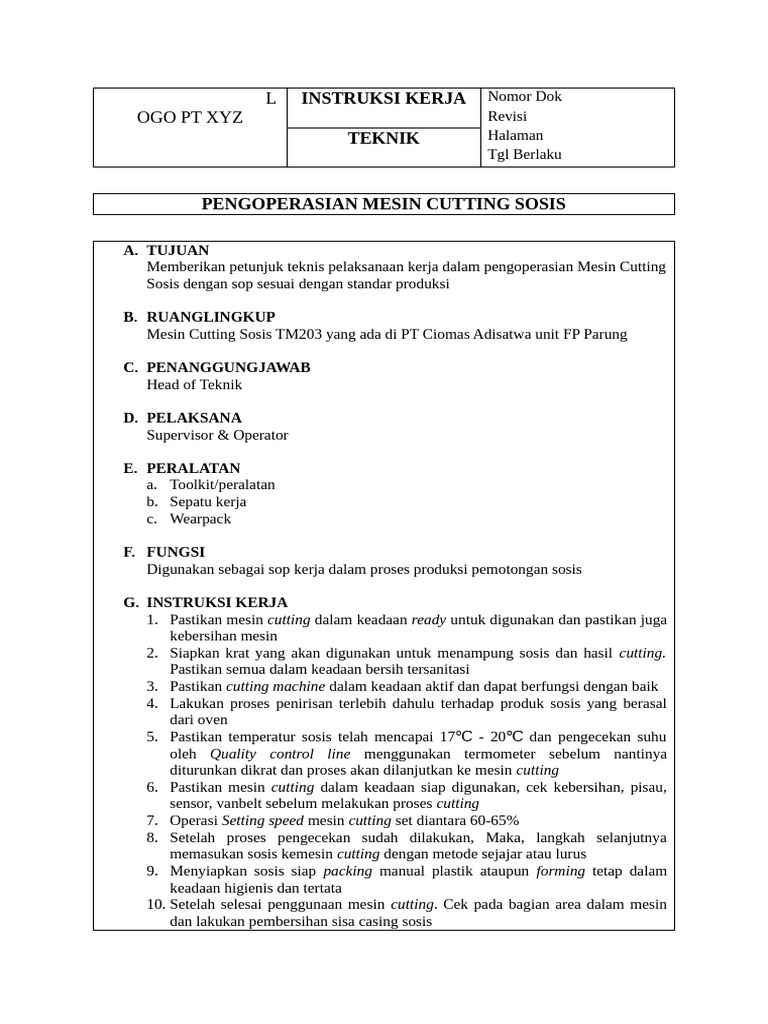 Instruksi Kerja | PDF