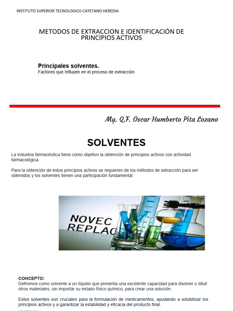 Principales Solventes | PDF | Medicamentos con receta | Solvente