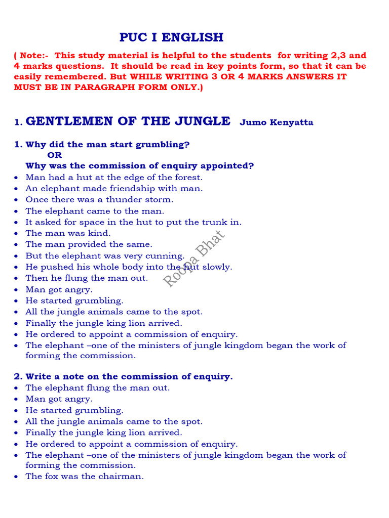 PUC I English Study Notes Summary | PDF | Slavery | Frederick Douglass
