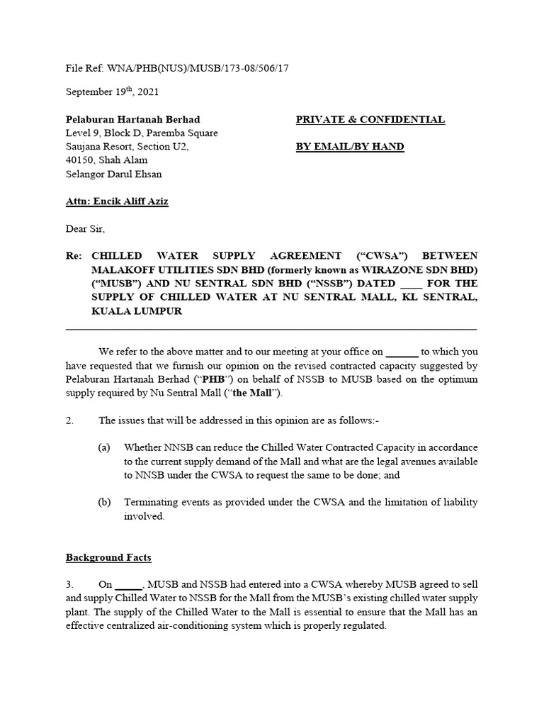 Legal Opinion Letter - Sample 1 WNA | PDF | Breach Of Contract ...