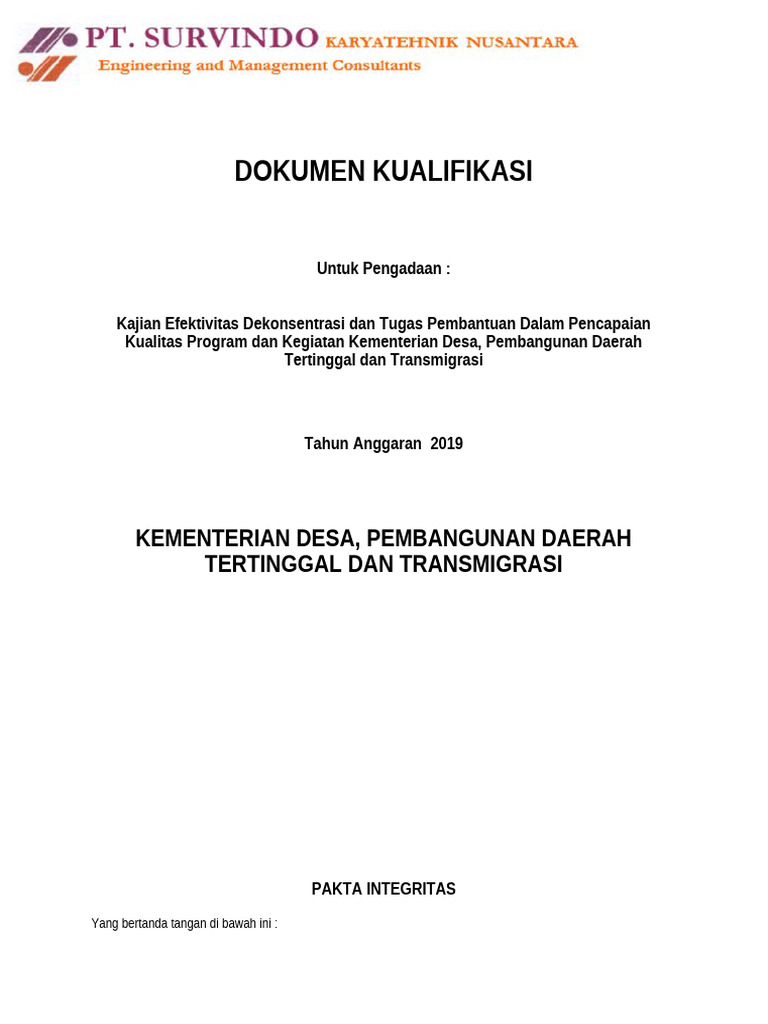 Dokumen Kualifikasi Desa | PDF