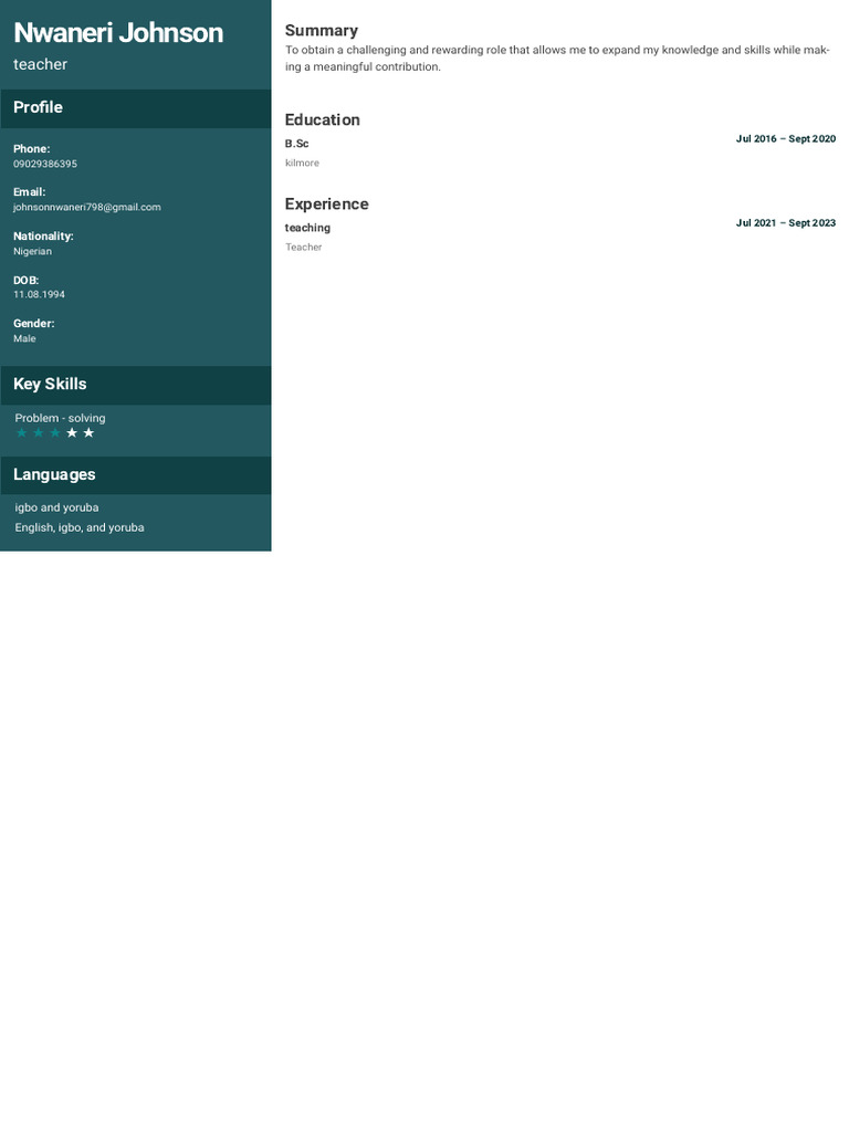 Nwaneri Resume 458 | PDF