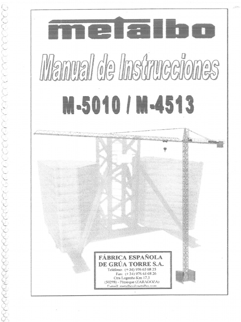 Manual de Insrucciones Grua Torre Metalbo | PDF