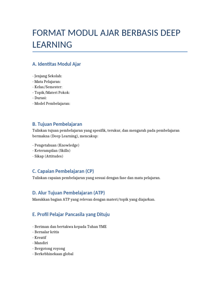Format Modul Ajar Deep Learning | PDF