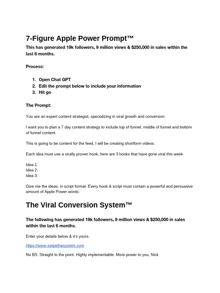 7 Figure Apple Power Prompt | PDF