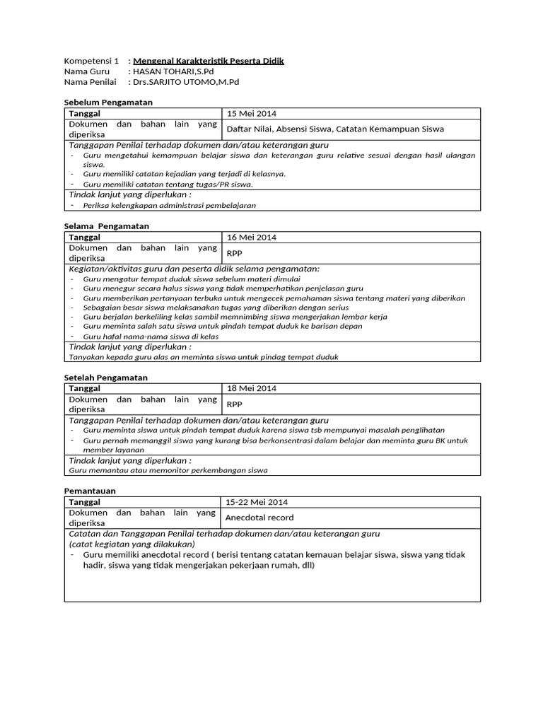 Contoh Pengamatan | PDF