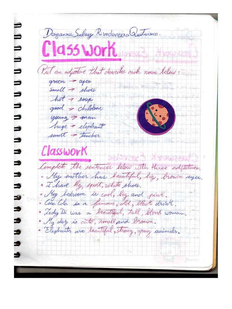 Classwork. - Rivadeneira Dayanna | PDF