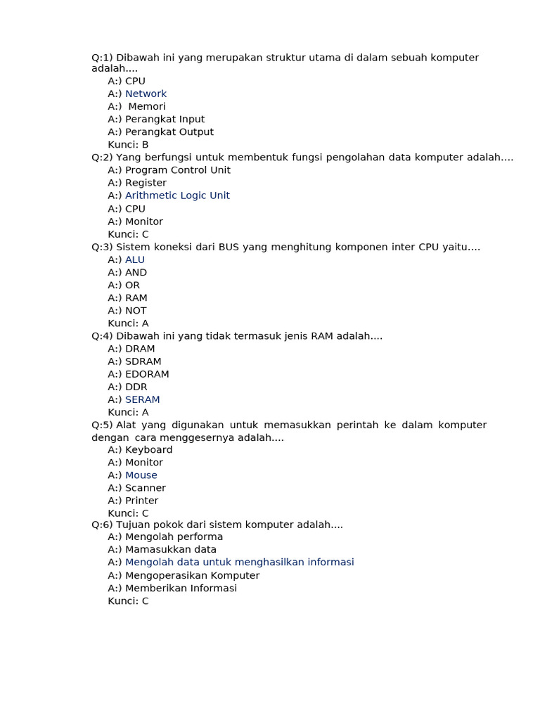 Soal Sistem Komputer | PDF