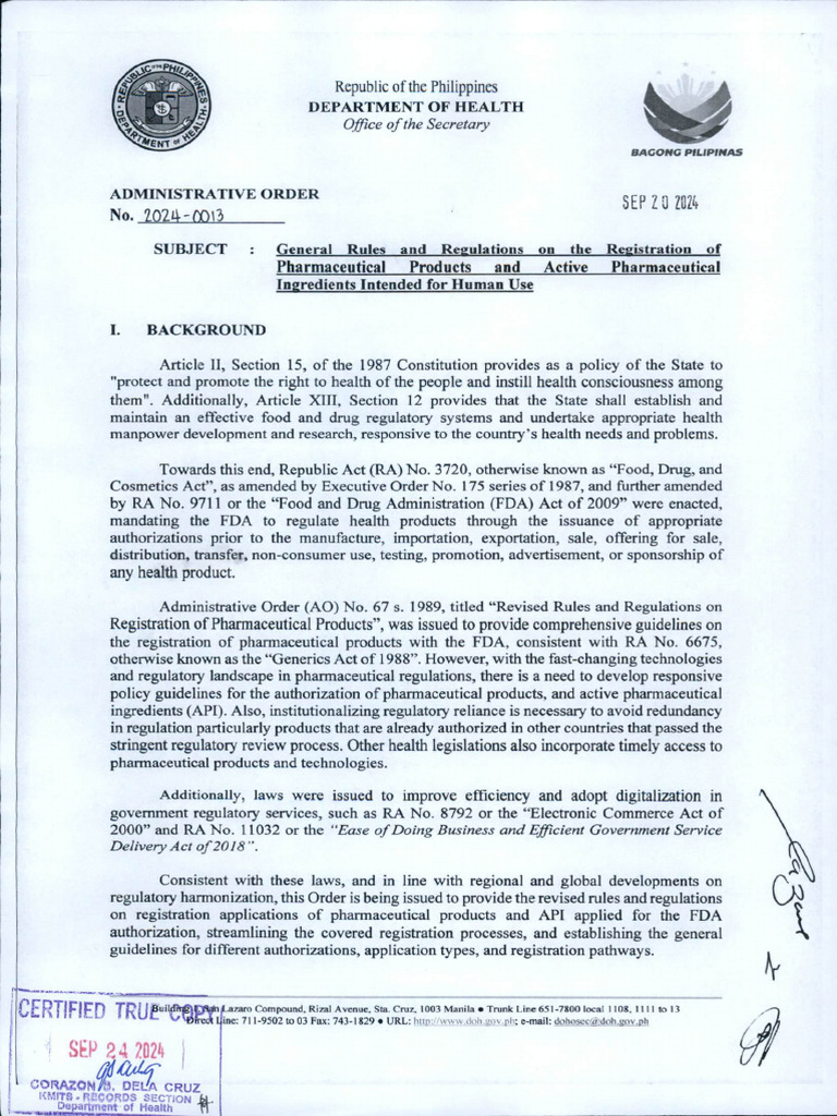 Administrative Order No. 2024 0013 | PDF