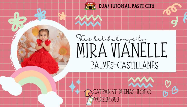 Pink Cute Girly Kids Name Tag | PDF