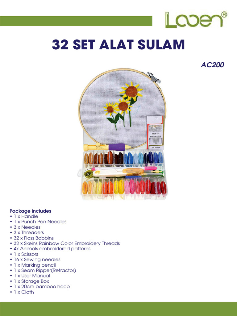 32 Set Alat Sulam - LOOEN - AC200-Min | PDF