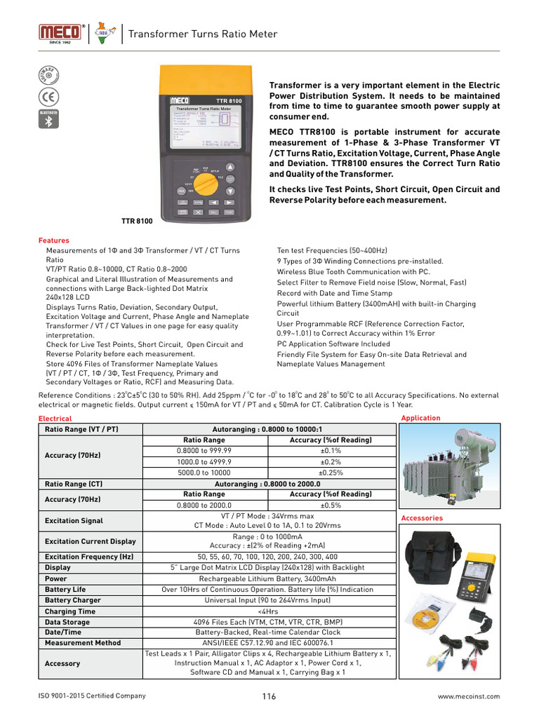 Transformer Turns Ratio Meter Model TTR 8100 274 | PDF | Transformer ...
