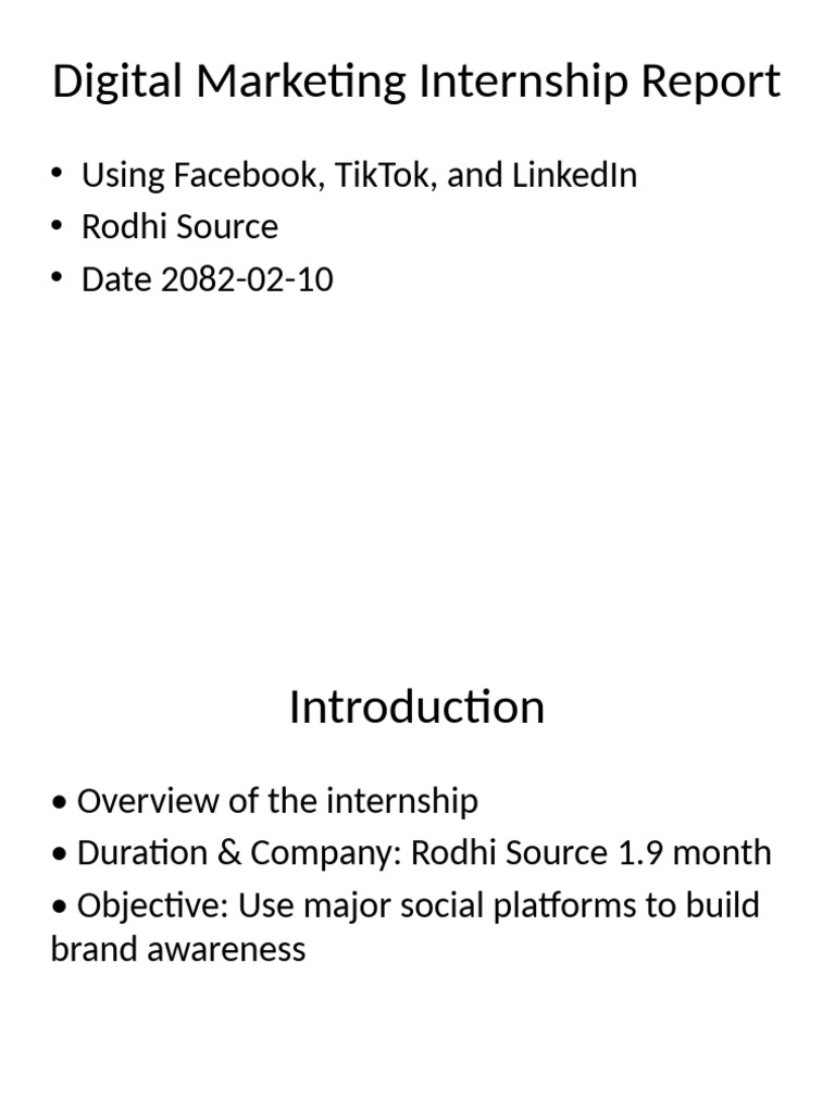 Social Media Internship Report With Logos | PDF