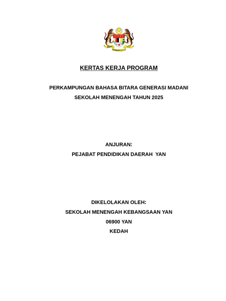 Tentatif Program Dan Senarai AJK PBBSM Peringkat Daerah Yan 2025 | PDF