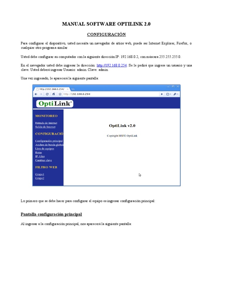 Manual Optilink | PDF | Dirección IP | Internet