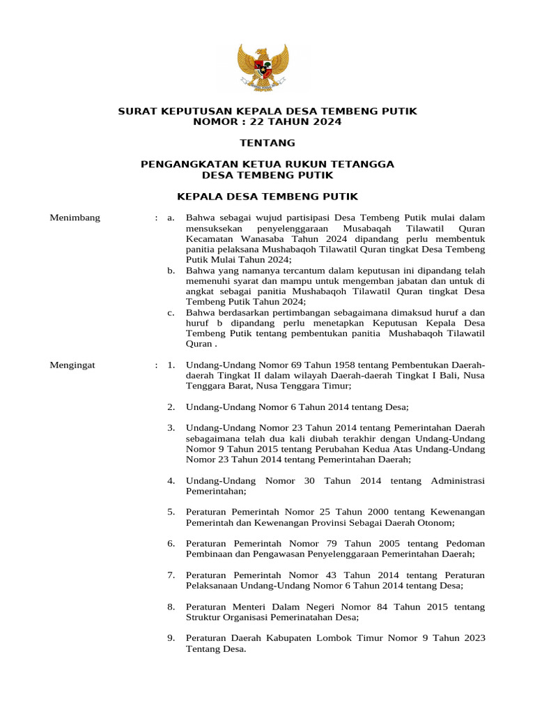 SK Panitia MTQ Desa | PDF