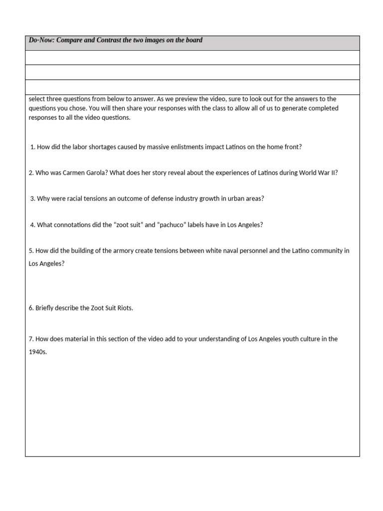 Zoot Suit Riots Reading and Worksheet | PDF | Juvenile Delinquency | Gang