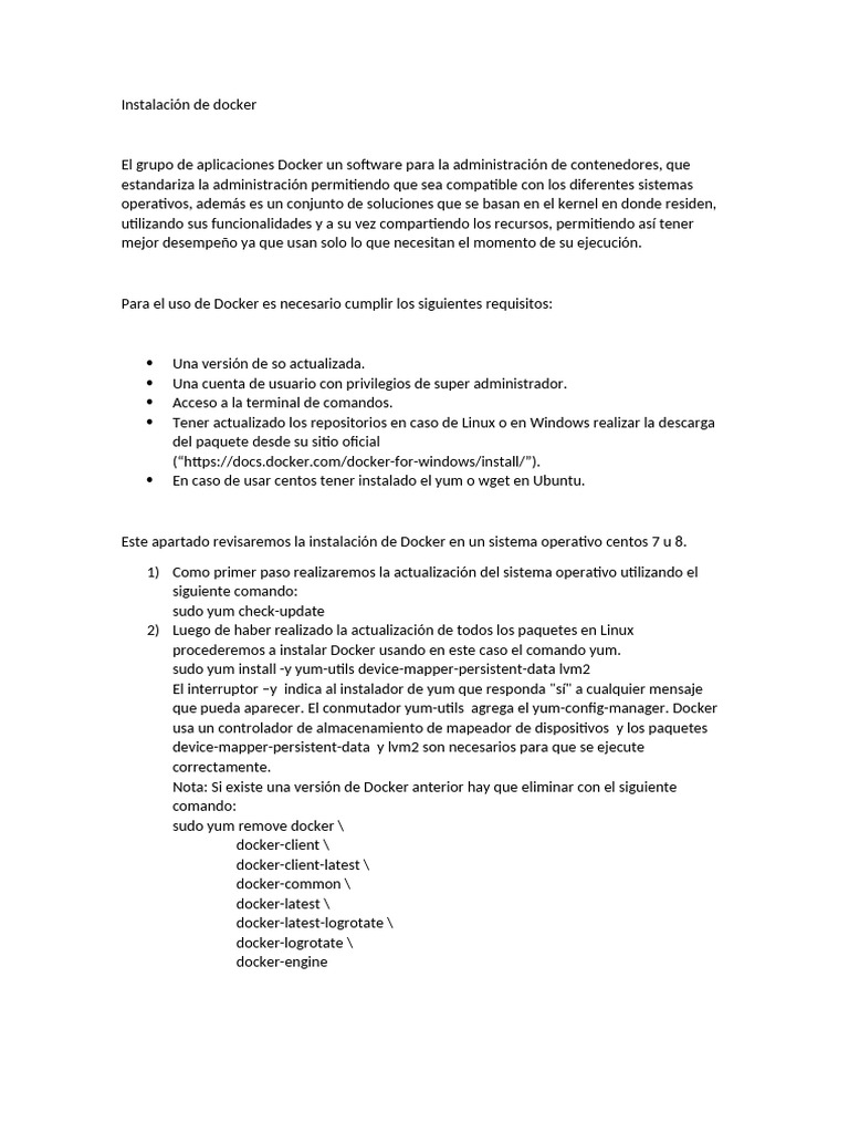 Instalación de Docker | PDF | Sistema operativo | Repositorio de software