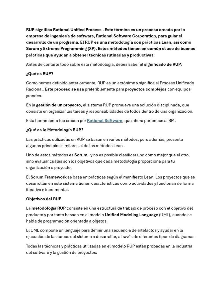 RUP Significa | PDF | Lenguaje de modelado unificado | Software