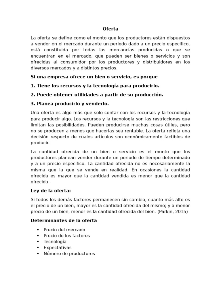 Concepto y Ley de la Demanda en Economía | PDF | Oferta (economía ...