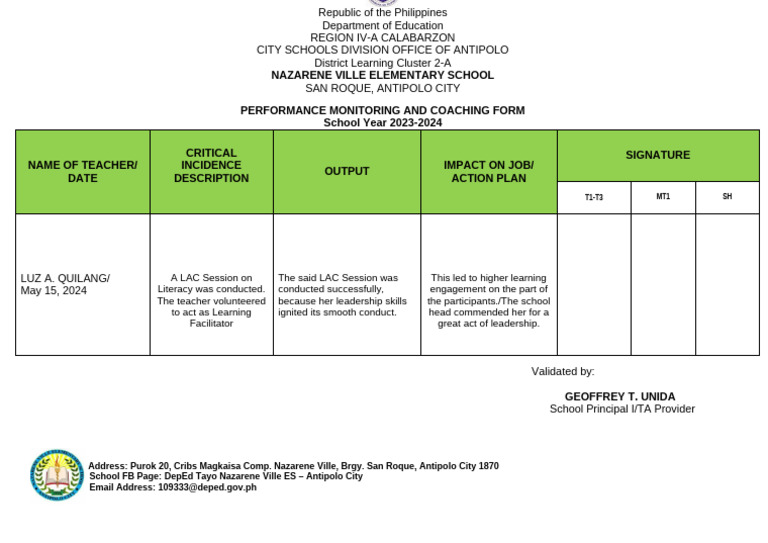 PMCF For Coaching and Mentoring-Performance Tracking LAQuilang SY 2023 ...