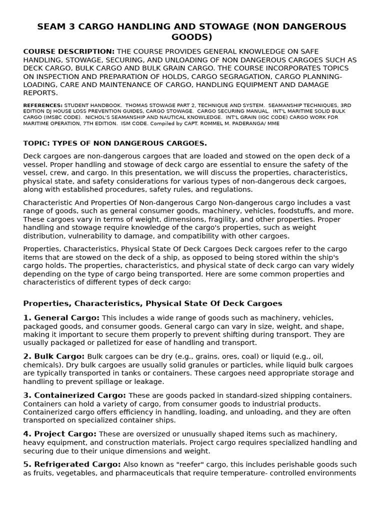 Non-Dangerous Cargo Handling Guide | PDF | Cargo | Dangerous Goods