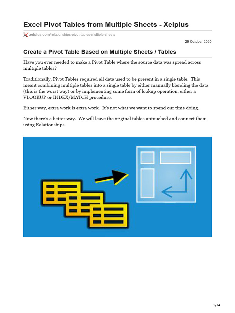 Xelplus - Com-Excel Pivot Tables From Multiple Sheets - Xelplus | PDF | Microsoft Excel ...