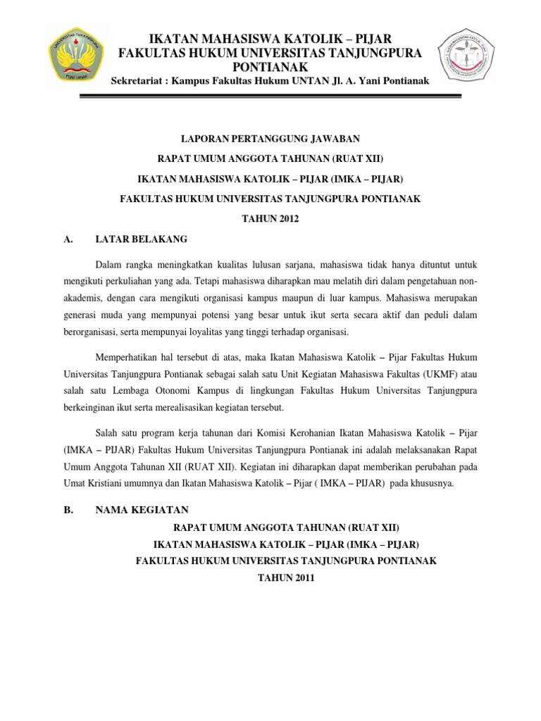 Laporan RUAT XII IMKA-Pijar 2011 | PDF