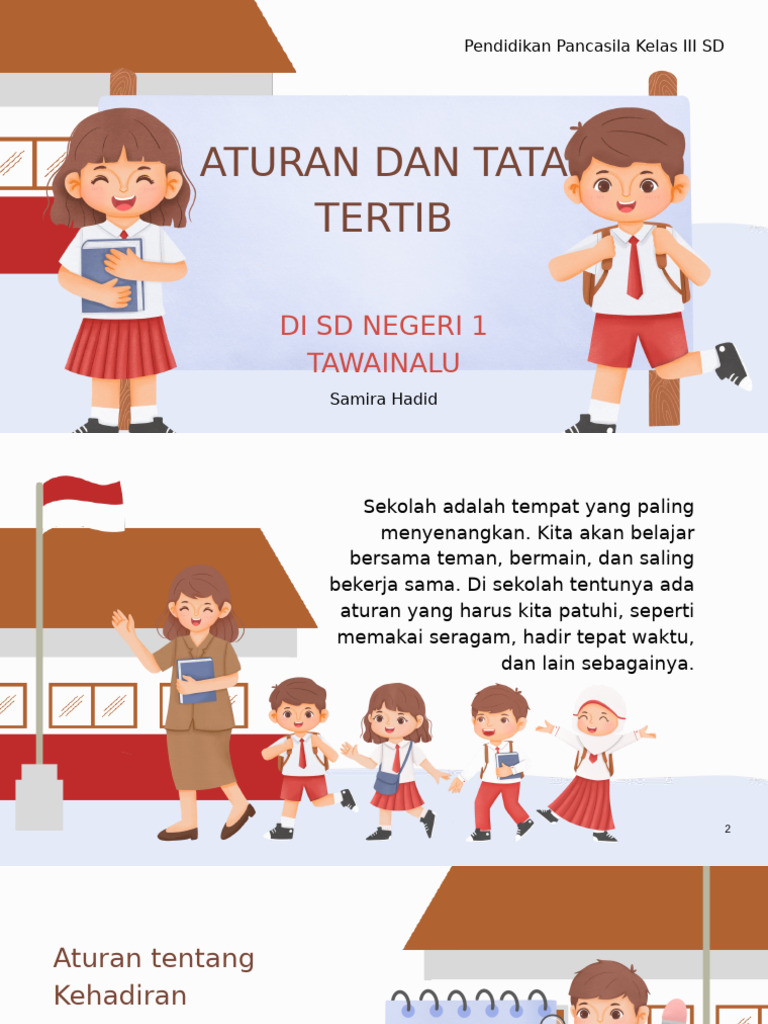 Aturan Di Sekolah Presentasi Putih Dan Coklat Ilustrasi | PDF