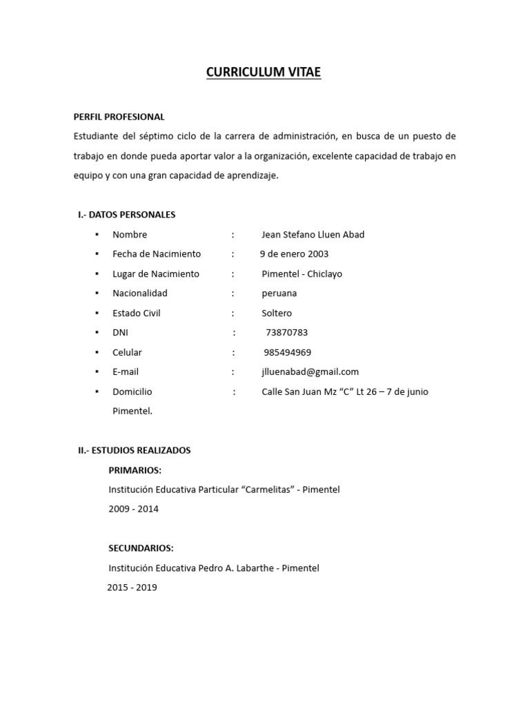 CURRICULUM Jean Lluen-1 | PDF