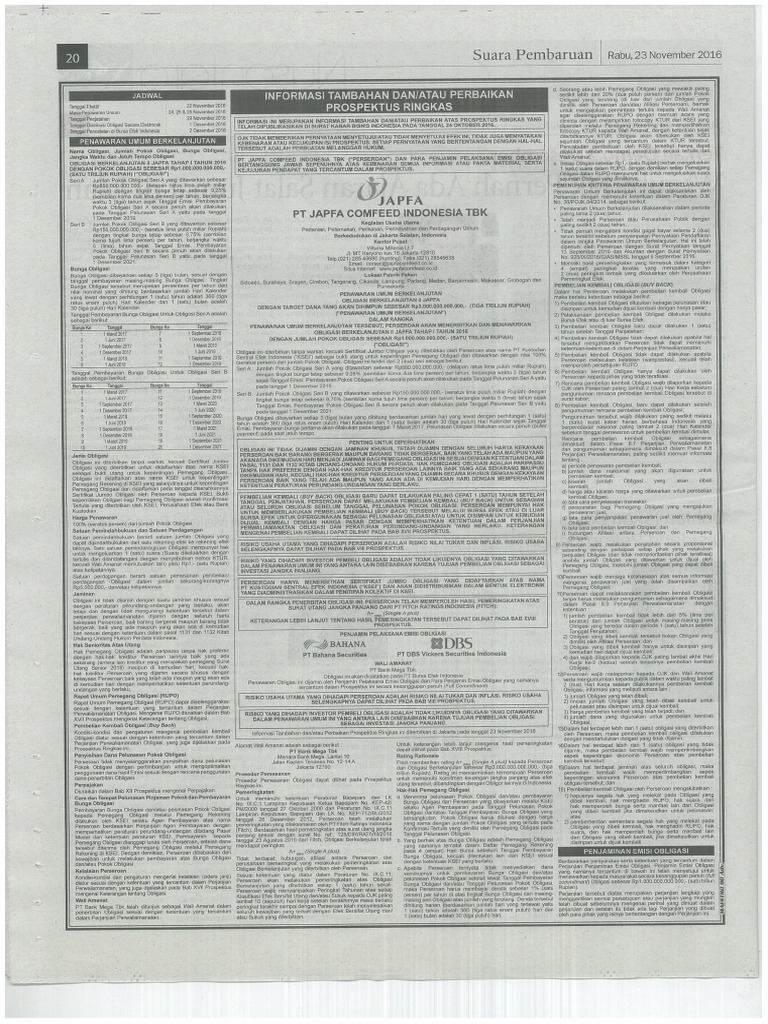 Informasi Tambahan Dan Atau Perbaikan Prospektus Ringkas | PDF