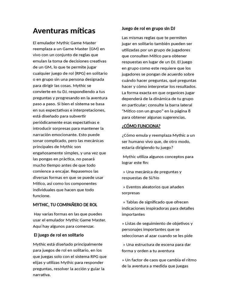 Mythic Game Master: Guía de RPGs | PDF | Juegos de rol