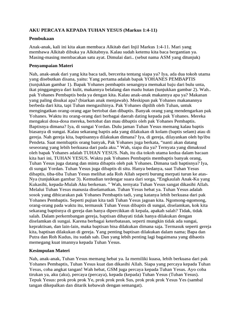 Aku Percaya Kepada Tuhan Yesus | PDF