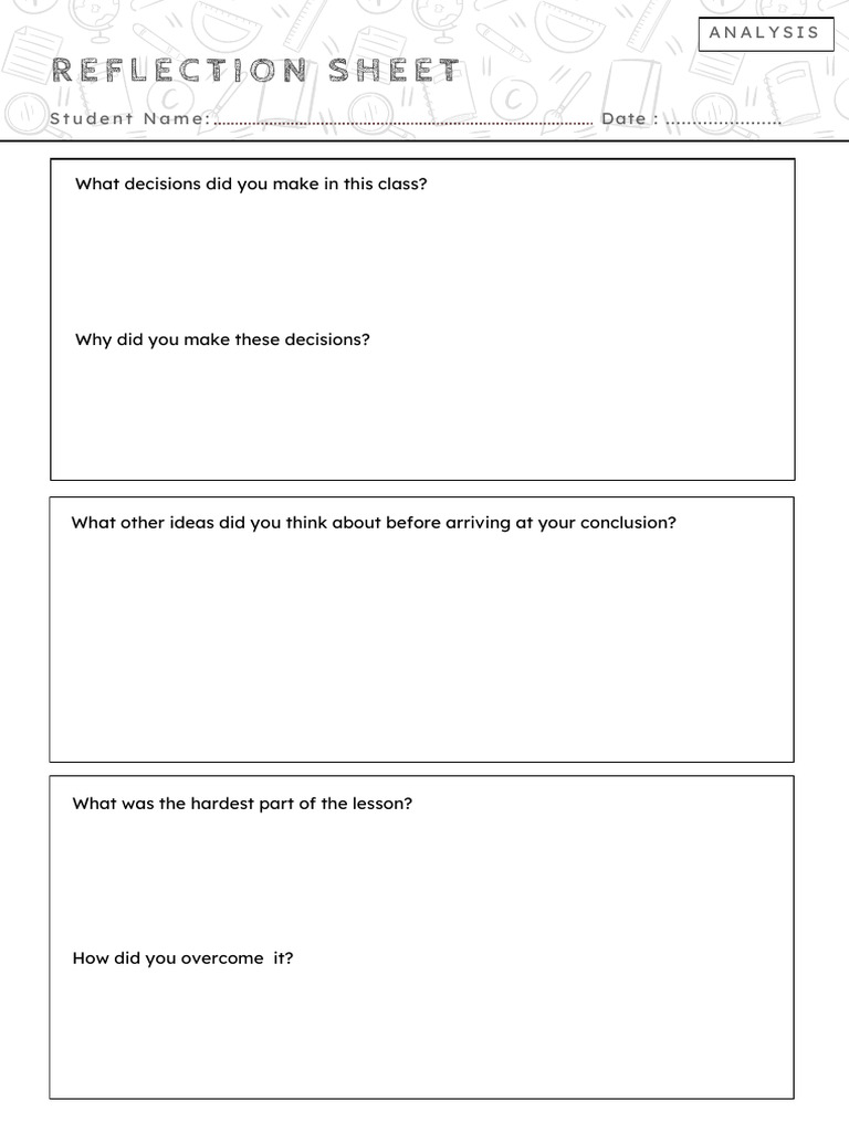 Anuj Bhagat - Copy of Analysis - Reflection Sheets | PDF