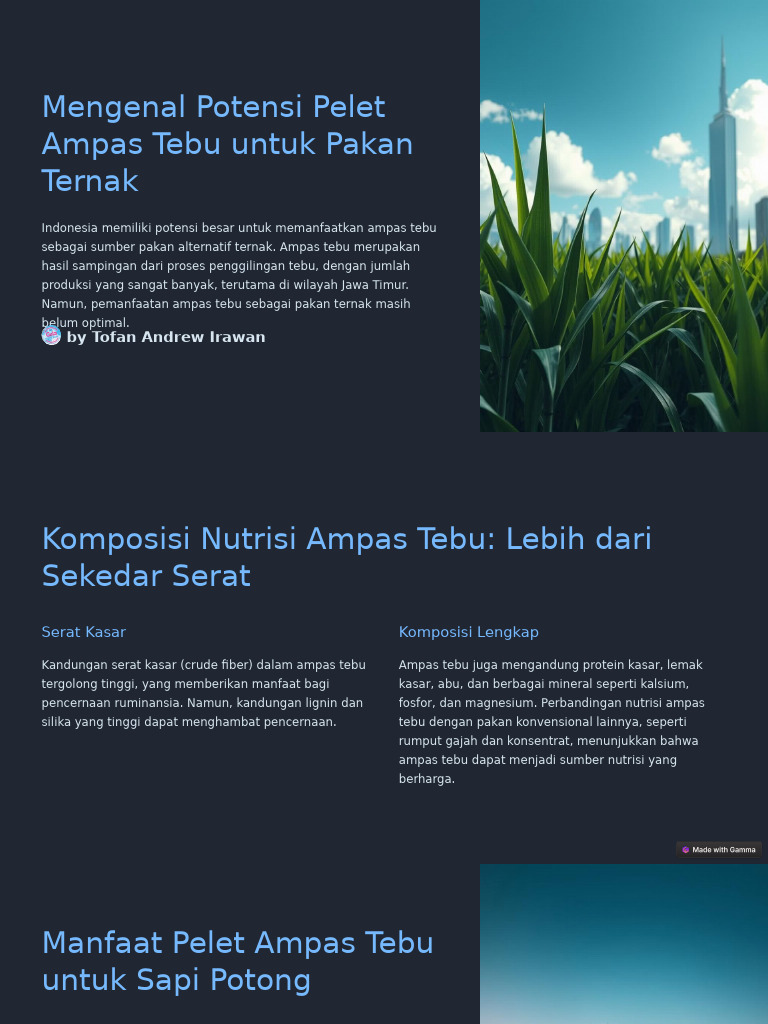 Mengenal Potensi Pelet Ampas Tebu Untuk Pakan Ternak | PDF