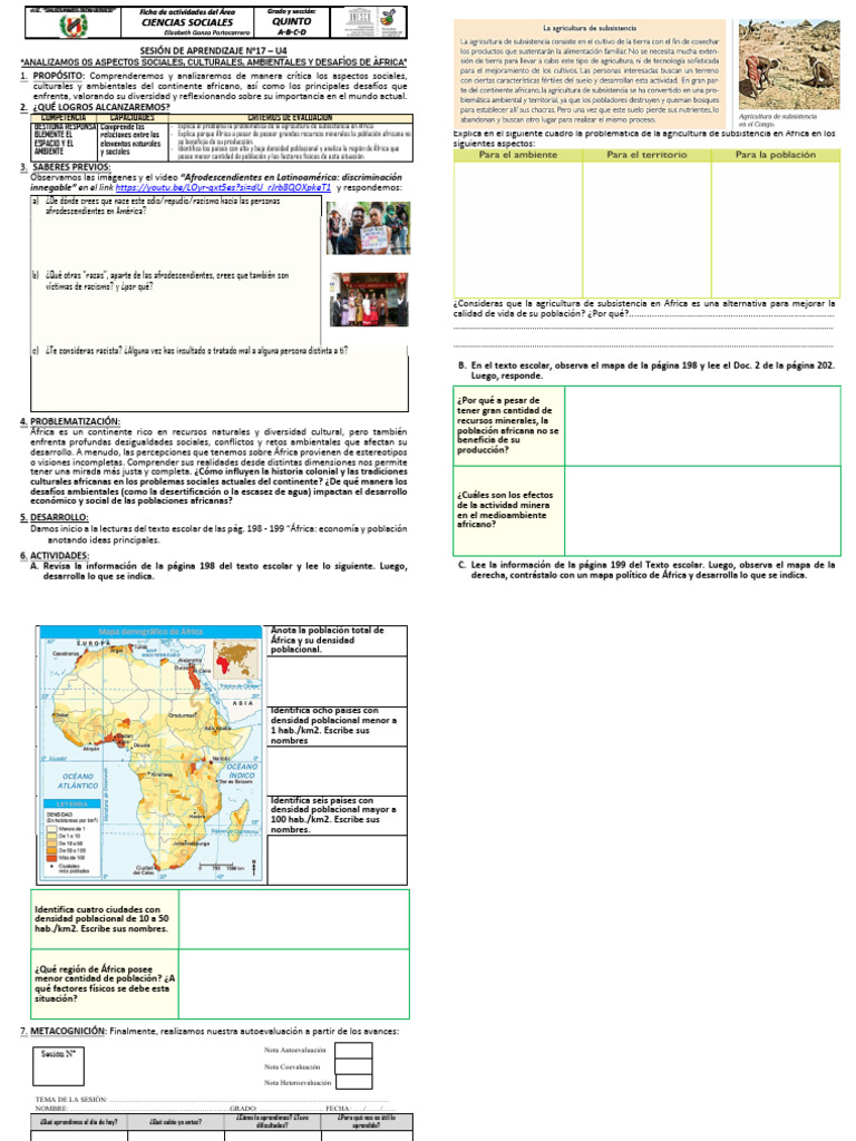 Ficha Ccss 5to. s17 - U4 Sociedad Cultura y Ambiente de África | PDF ...